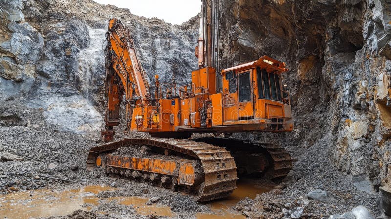 Excavator in a Quarry.Power in Action Stock Illustration - Illustration ...