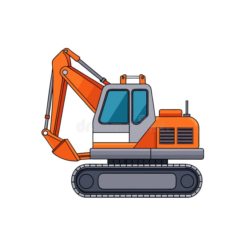 Orange Excavator Vector Illustration on a White Background Stock ...