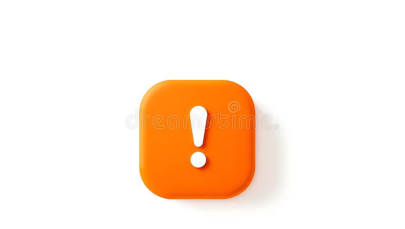 Orange Exclamation Mark Icon: 3D Render of Alert Symbol Stock ...