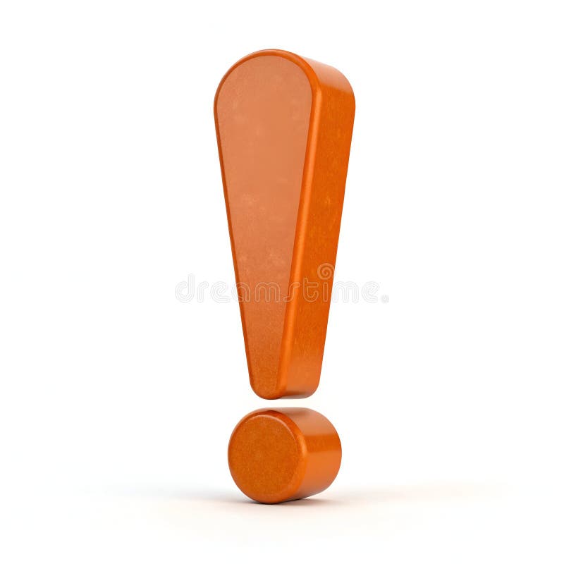 Orange Exclamation Mark Isolated on White Background Stock Illustration ...