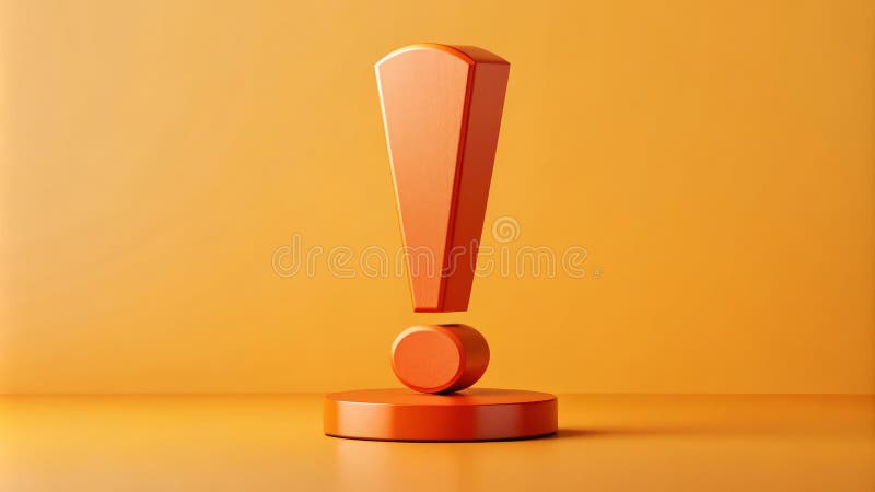 Orange Exclamation Point 3D Render, Minimalist Design Stock ...