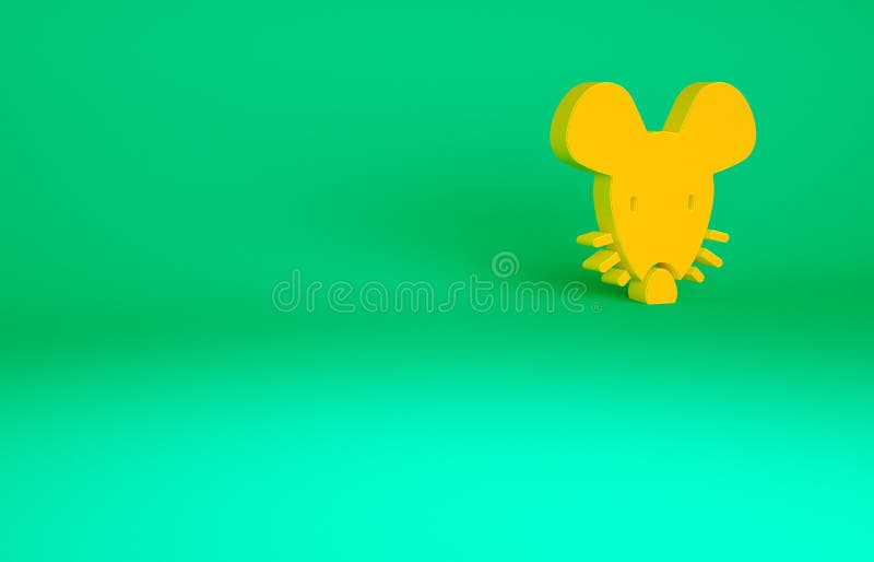 Orange Experimental Mouse Icon Isolated on Green Background. Minimalism ...