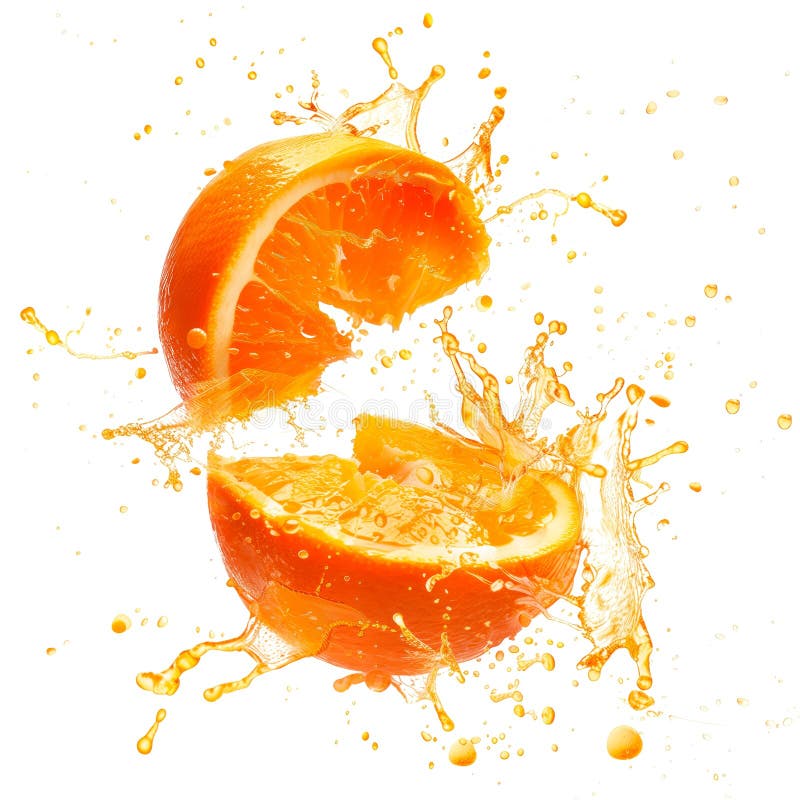 Orange Exploding and Bursting into Pieces with Juice Splatters in ...