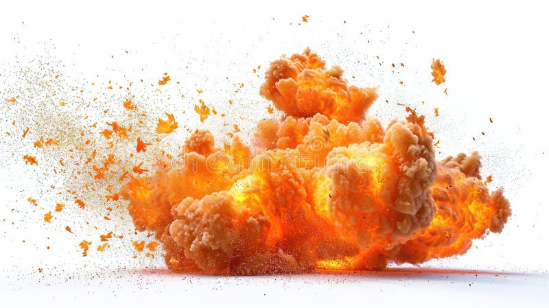 Orange Explosion Cloud on White Background Stock Illustration ...