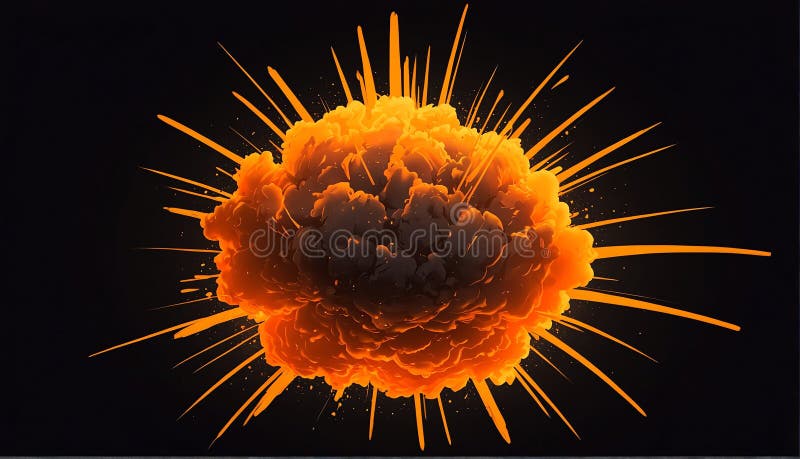 Orange Explosion Impact Effect on Plain Black Ai Generated Stock ...