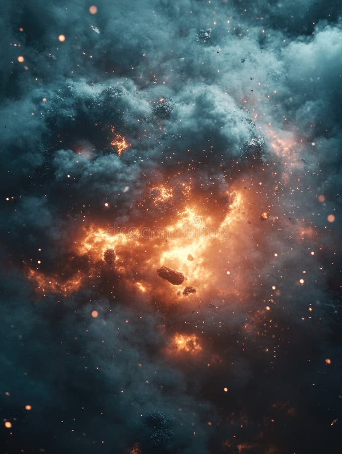 Orange Explosion Night Sky stock photo. Image of night - 377695282