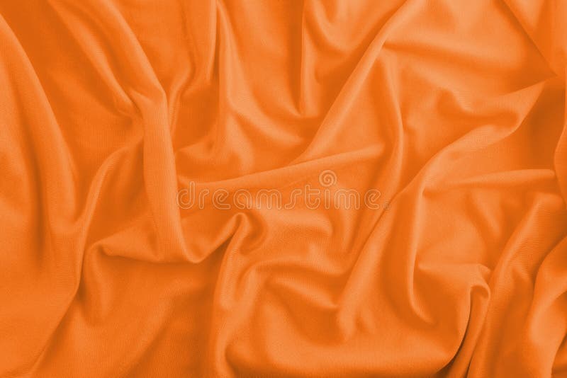 Orange Fabric Background with Wrinkles and Waves Stock Photo - Image of ...