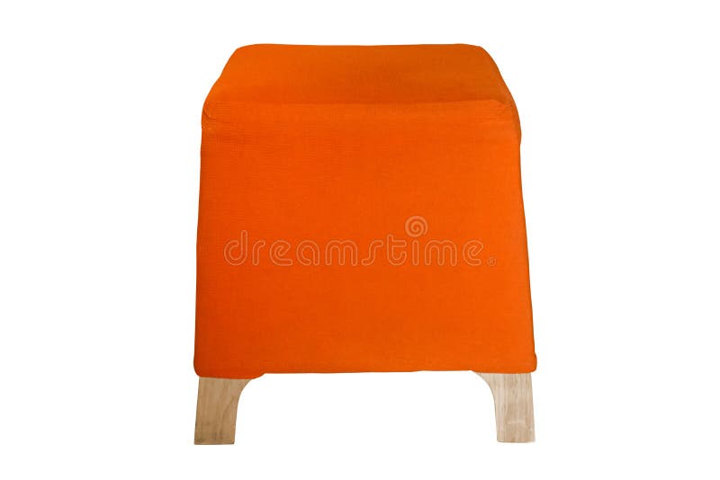 Orange Fabric Padded Low Stool Isolated on White Background Stock Photo ...