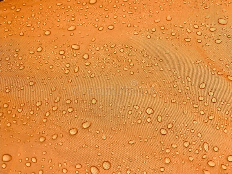 Orange Fabric Texture with Water Drops. Waterproof Fabric Stock Image ...