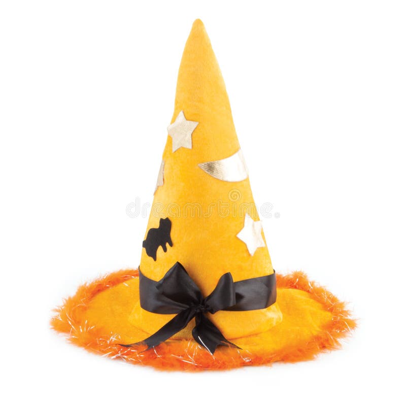 Orange Fabric Witch Hat for Halloween Stock Image - Image of brim ...