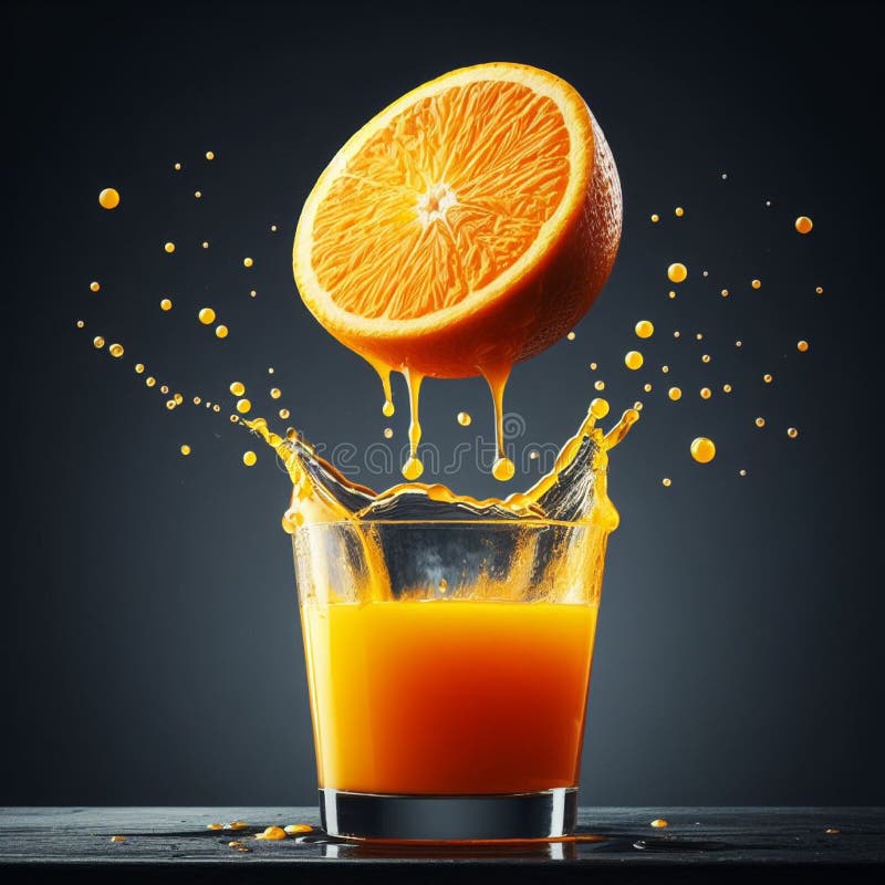 Orange Falling into the Juice Stock Illustration - Illustration of ...