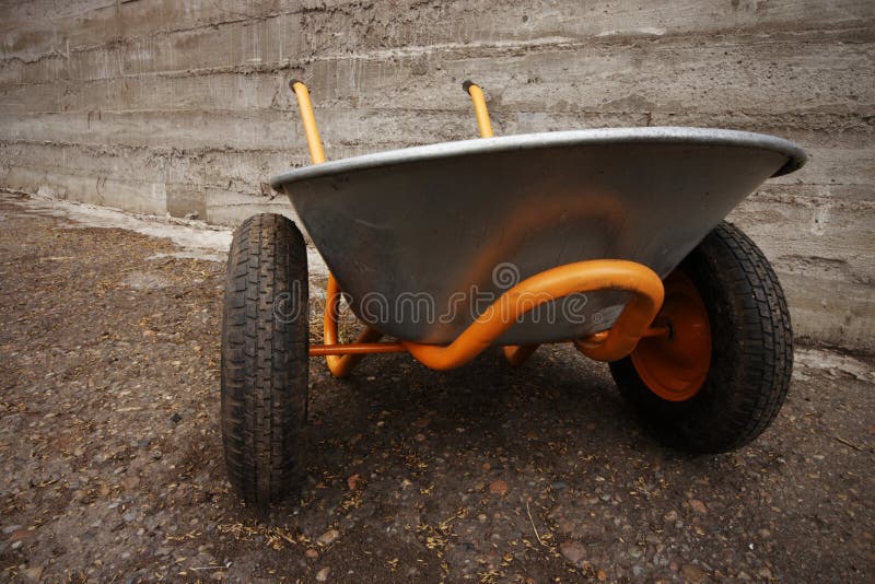 Orange Farmer S Two Wheelbarrow Stock Photo - Image of builder ...