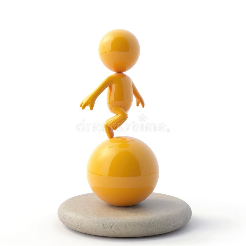 Balanced Yellow 3D Figure on Sphere, Achieving Equilibrium Stock ...