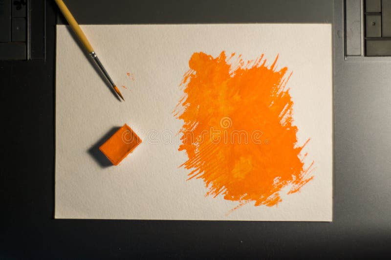 Orange Figure Painted with Watercolor Stock Illustration - Illustration ...
