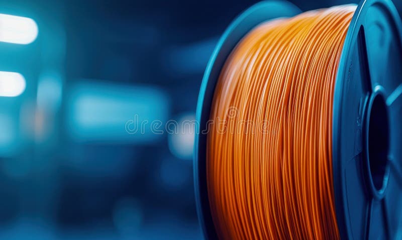 Orange Filament Spool stock illustration. Illustration of bright ...