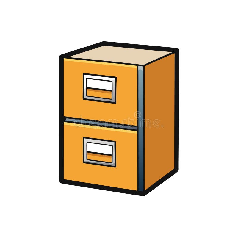 Orange File Cabinet Isolated on White, Vector Graphic Style Stock ...