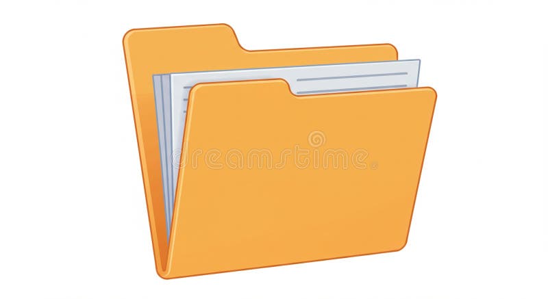 An Orange File Folder with an Open Top Edge, Displaying Several White ...