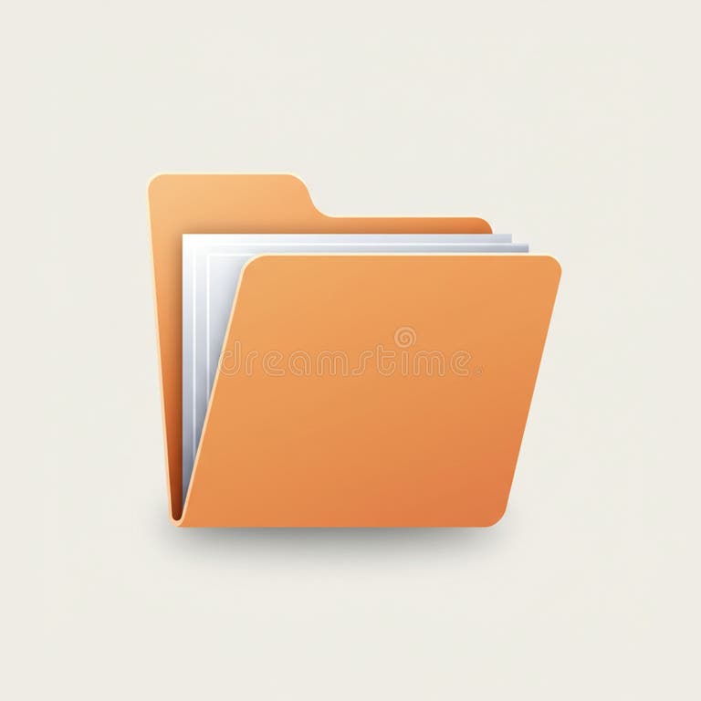 An Orange File Folder, Slightly Open, Revealing Several White Documents ...