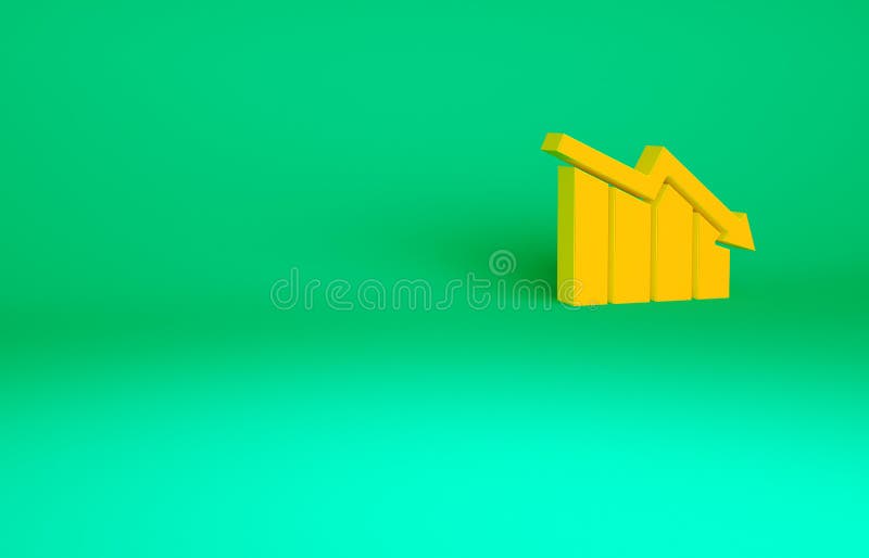Orange Financial Growth Decrease Icon Isolated on Green Background ...