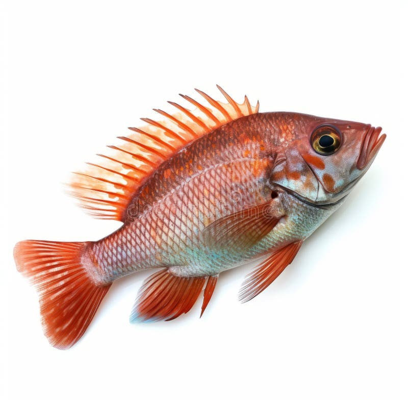 Carnivalcore Red Fish on White Background - Photorealistic 8k Art Stock ...