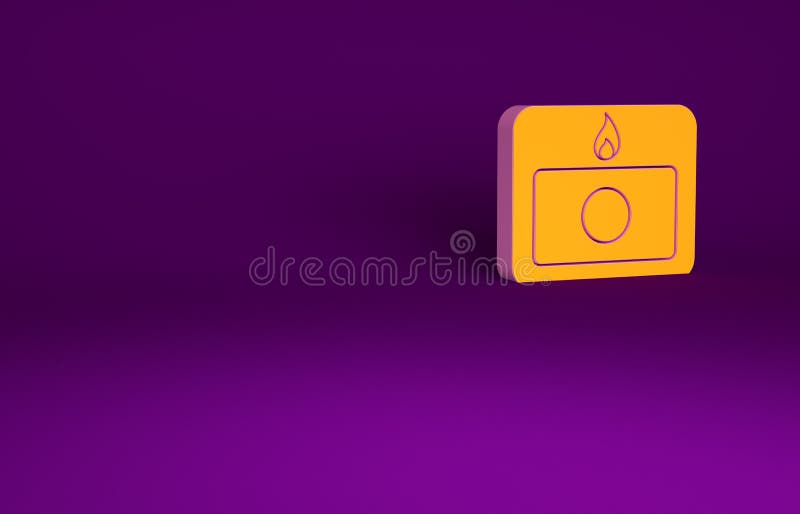 Orange Fire Alarm System Icon Isolated on Purple Background. Pull ...