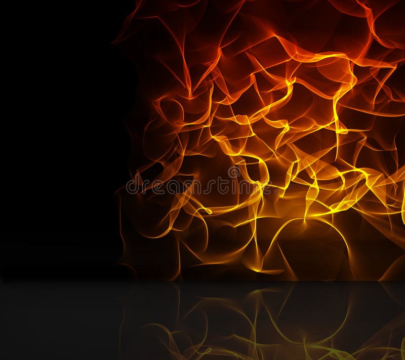 Orange Fire Design on Black Stock Illustration - Illustration of light ...