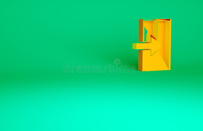 Orange Fire Exit Icon Isolated on Green Background. Fire Emergency Icon ...