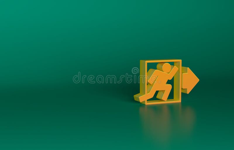 Orange Fire Exit Icon Isolated on Green Background. Fire Emergency Icon ...