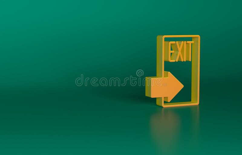 Orange Fire Exit Icon Isolated on Green Background. Fire Emergency Icon ...