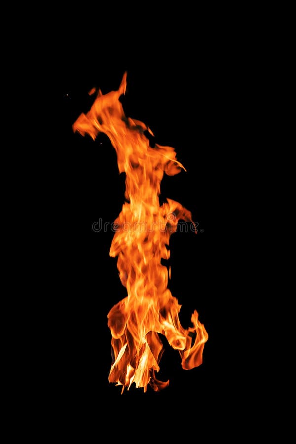 Orange Fire Flame Isolated on a Black Background Stock Photo - Image of ...