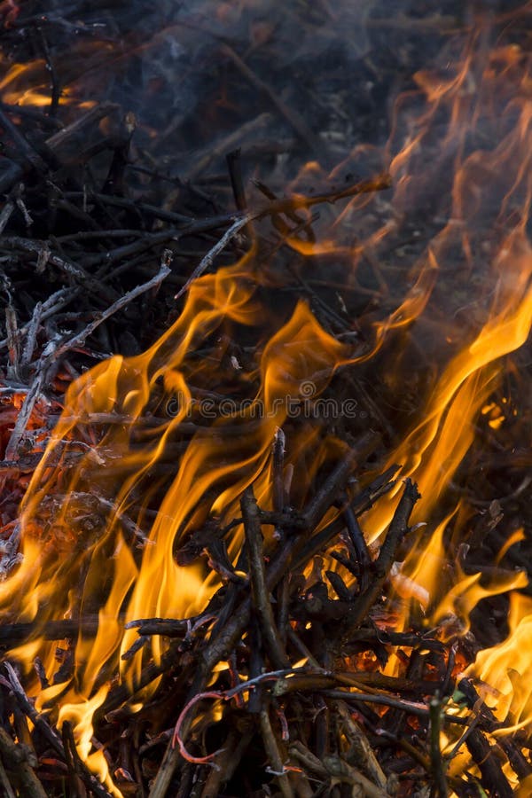 Orange Fire Flames, Vertical Stock Photo - Image of light, pattern ...