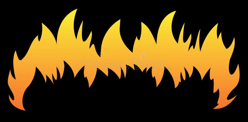 Orange Fire Isolated on Black Background. Concept of Danger or Fire ...