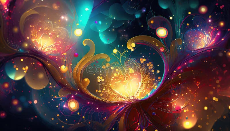 Orange Firefly Flowers on a Dark Background Stock Illustration ...