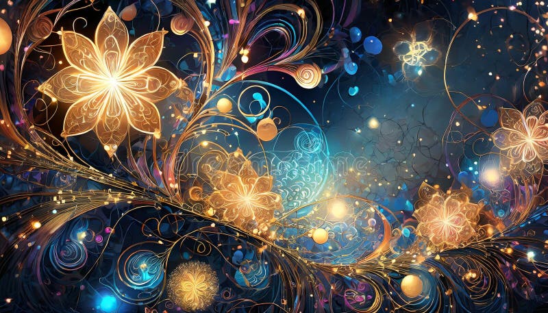 Orange Firefly Flowers on a Dark Background Stock Illustration ...