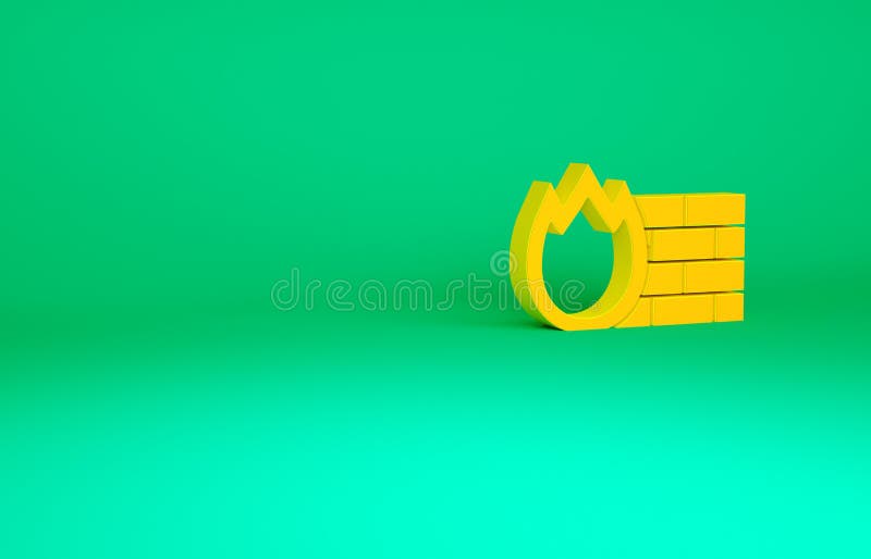 Orange Firewall, Security Wall Icon Isolated on Green Background ...