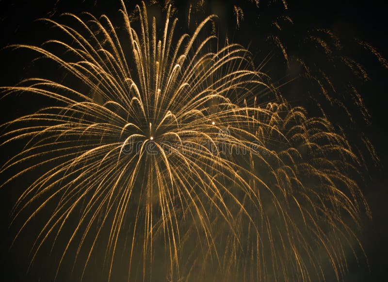 Orange Fireworks Exploding in Sky Stock Photo - Image of fireworks ...