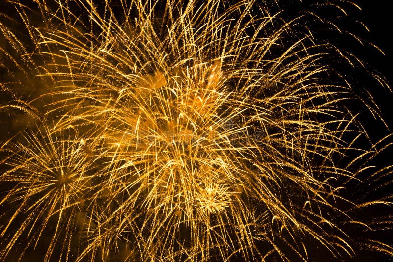 Orange Fireworks in the Night Sky Stock Image - Image of firework ...