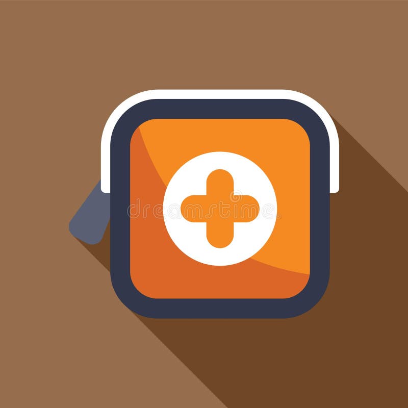 Orange First Aid Kit Icon with Long Shadow Stock Illustration ...
