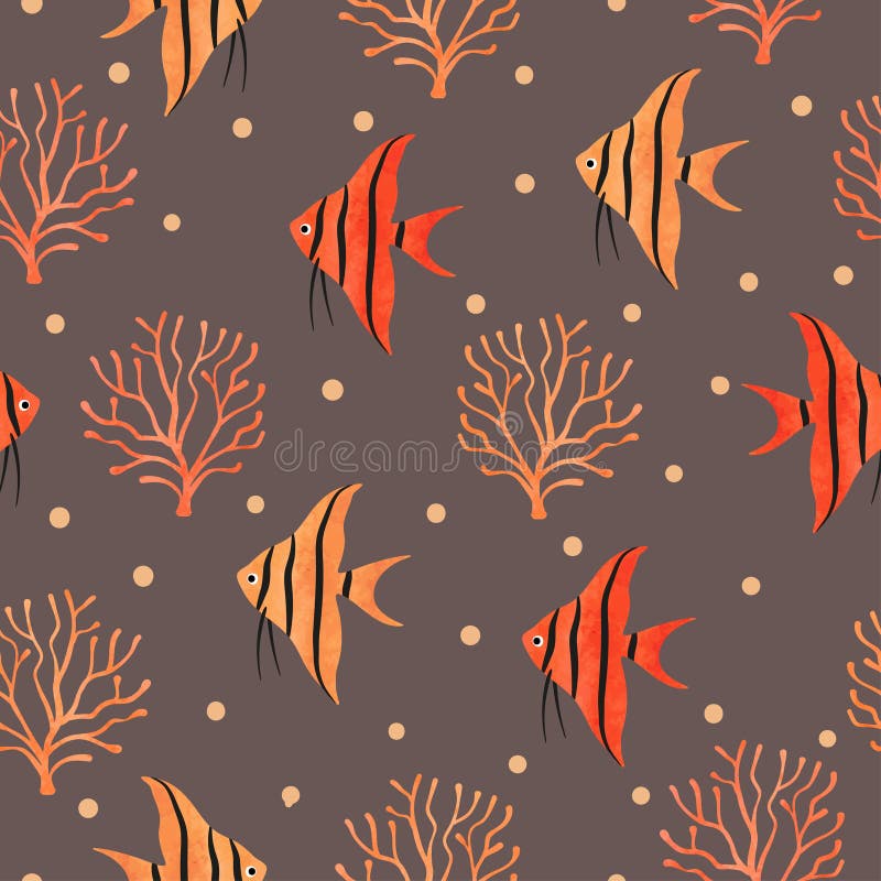 Orange Fish with Ornament on the Green Background Stock Vector ...