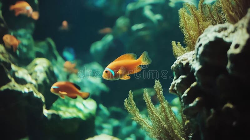 Orange Fish in Vibrant Coral Reef Stock Illustration - Illustration of ...