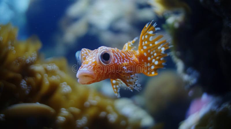 Orange Fish with White Spots in a Coral Reef Stock Illustration ...