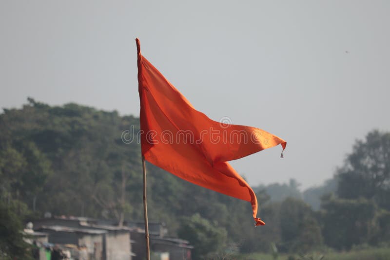 Orange Flag with Blurred Background Stock Illustration - Illustration ...