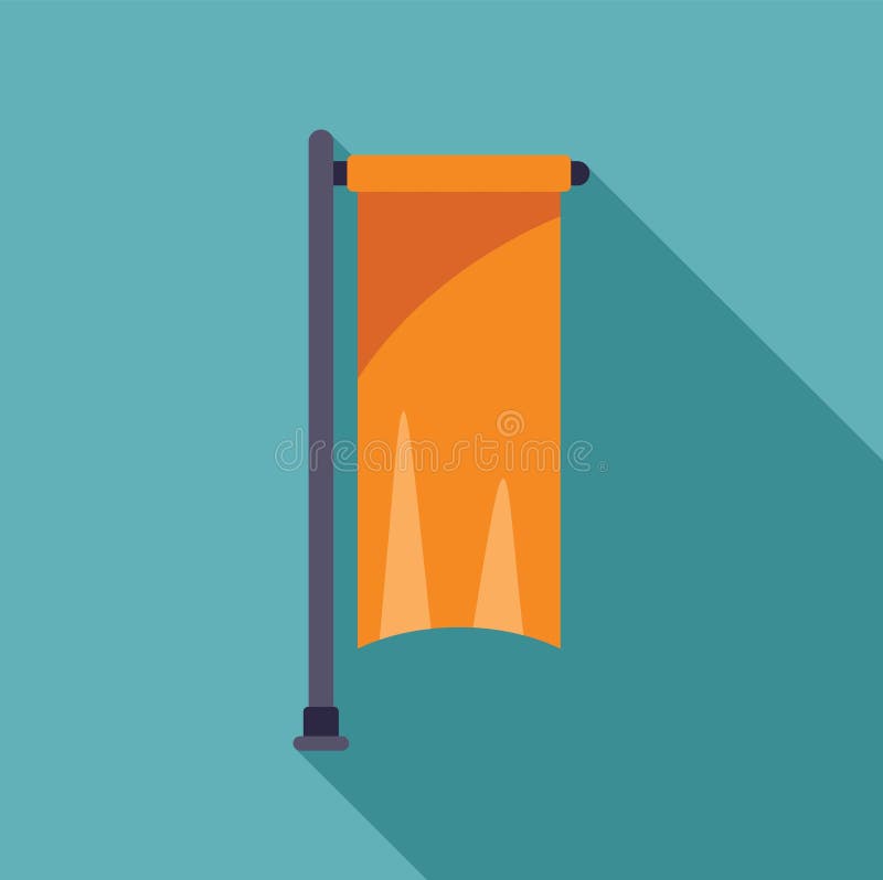 Orange Flag Hanging on Flagpole Casting Long Shadow Stock Illustration ...
