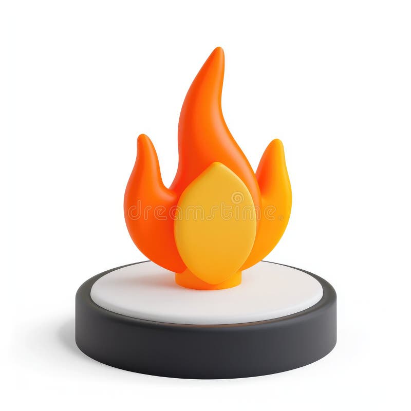 3D Render of a Flame on a Circular Stand Stock Illustration ...