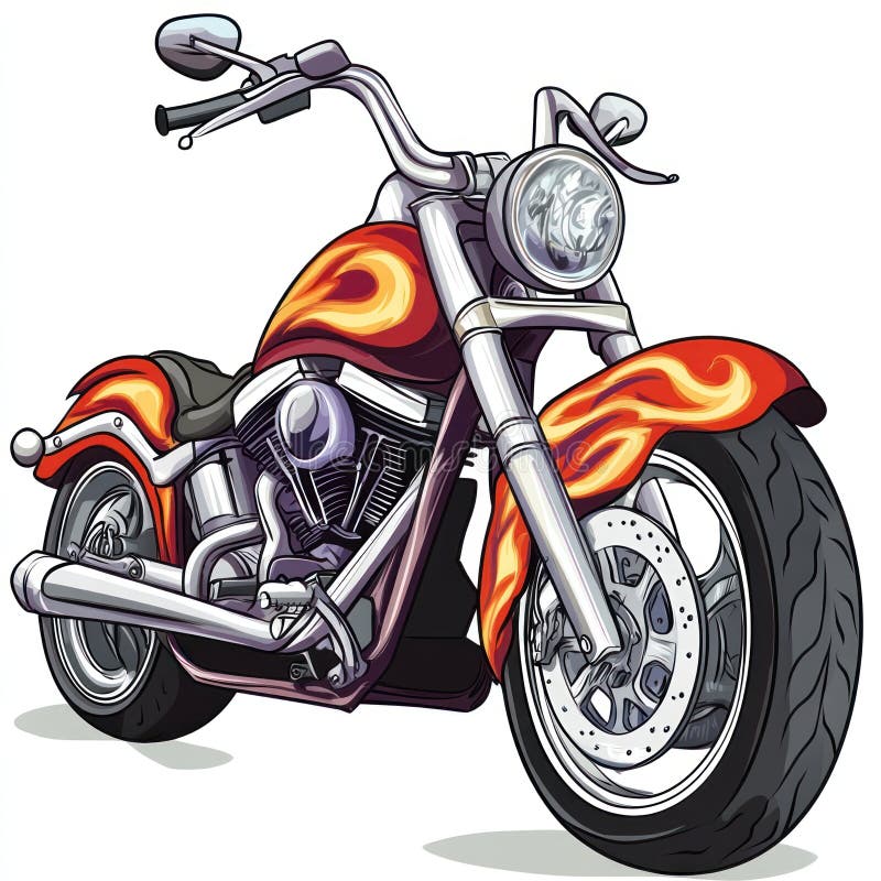 Fiery Chopper Motorcycle stock illustration. Illustration of engine ...