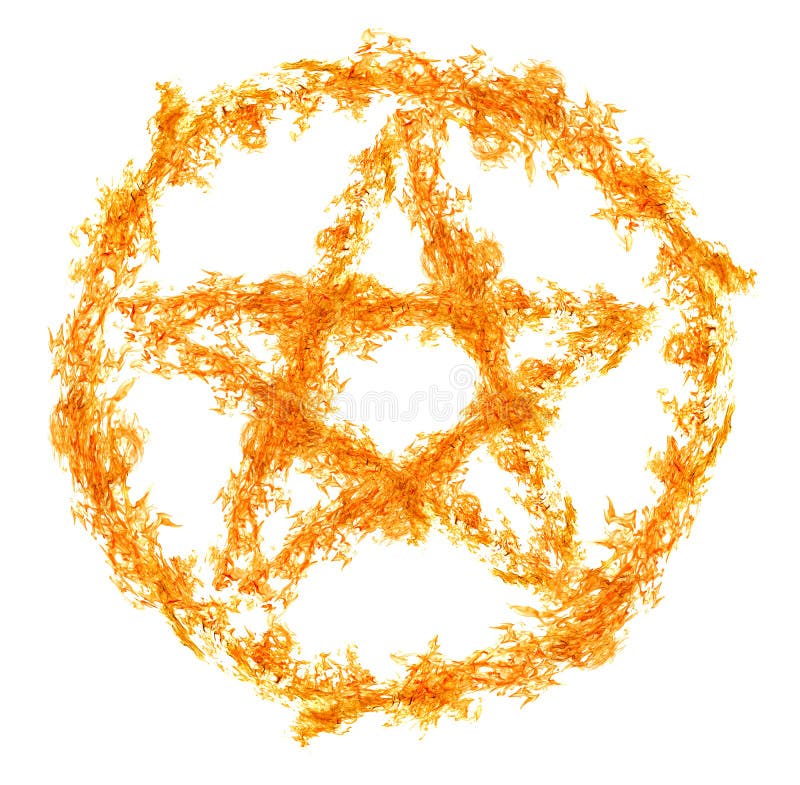Orange Flame Pentagram Isolated on White Stock Illustration ...