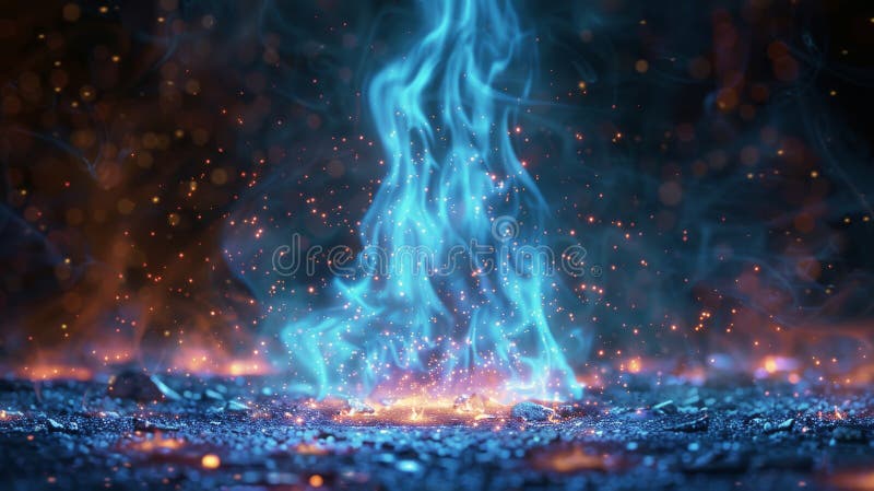 Dynamic Clash of Orange Flames and Blue Smoke Swirling Together in an ...