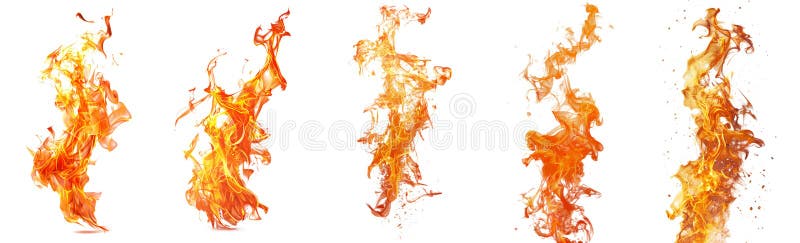 Orange Flames of a Campfire. a Set of Three Flames for Insertion Stock ...