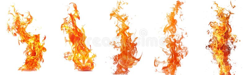 Orange Flames of a Campfire. a Set of Three Flames for Insertion Stock ...