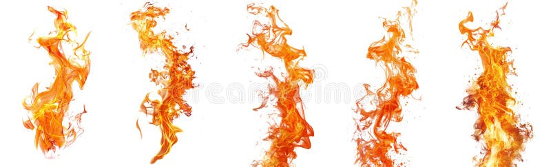 Orange Flames of a Campfire. a Set of Three Flames for Insertion Stock ...